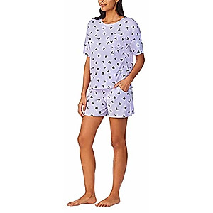 Disney Womens Short Pajama Set with Pockets (Purple, X-Large)