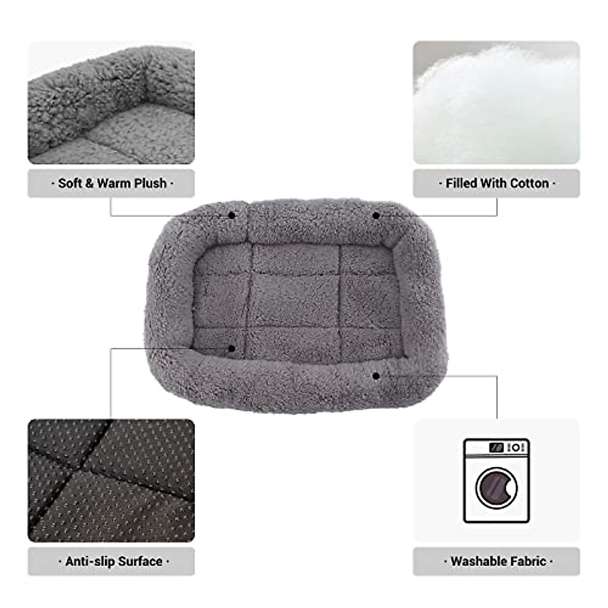 lesypet Cat Beds for Indoor Cats, Small Cat Bed for Curl Sleep Plush Cushion Washable Pet Bed for Small Dog with Anti-Slip Bottom, Small 16.5" x 11"
