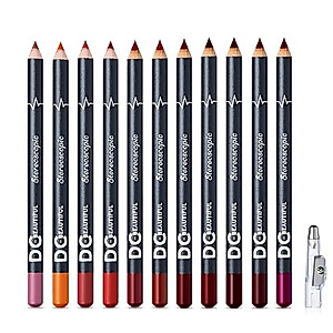 DC-BEAUTIFUL 12Pcs Lot Set 12 Colors Lip Liner Pencil Waterproof Non-marking Matt Velvet Lipstick Pen, Professional Long Lasting Lipliner Set with Sharpener