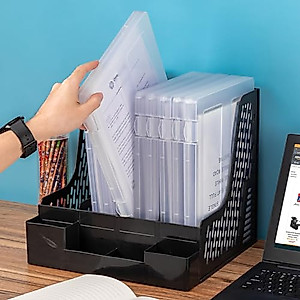 Udefineit 8PCS Clear A4 File Portable Project Case, 12.6x9.5in Plastic Scrapbook Paper Storage File Box, Plastic Document Case Office A4 Paper Storage Container Magazine Photo Protector File Holder
