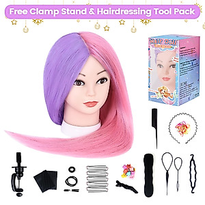 MYSWEETY Mannequin Head with Hair, Doll Head for Hair Styling, 26" Manikin head with 70% Real Human Hair Cosmetology Makeup Hairdressing Training Head with Clamp Holder and Tools