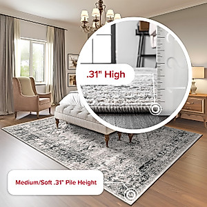 nuLOOM Madisson Vintage Faded Medallion Area Rug, 5' Square, Silver