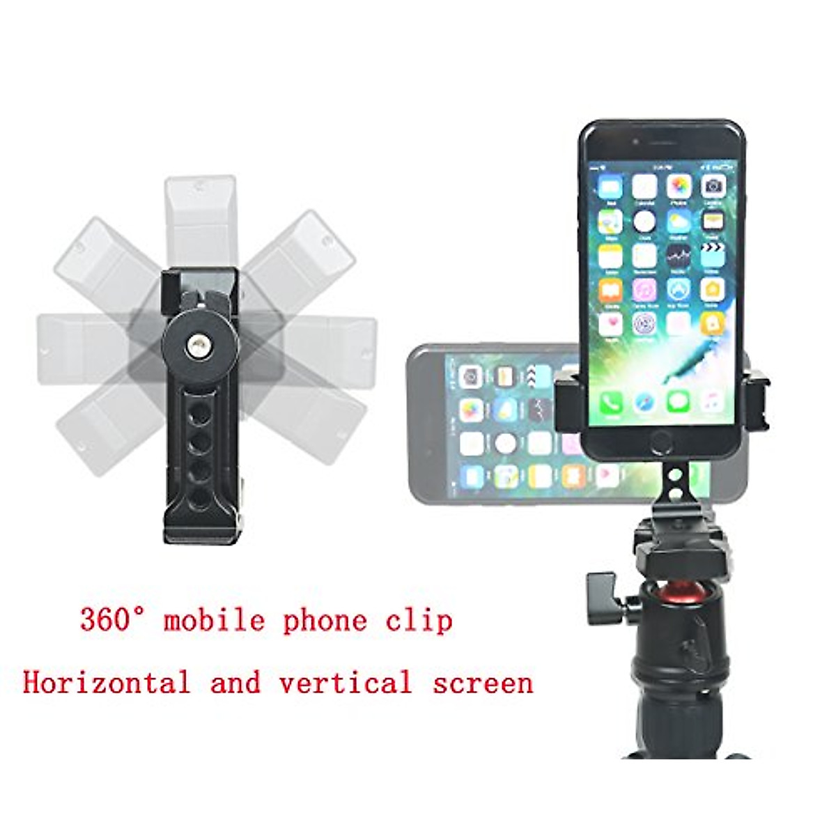 Metal Phone Tripod Mount w Cold Shoe,360 Rotation 1/4'' Screw Tripod Phone Holder Compatible with iPhone X 11 12 13 Pro Max Smartphone Holders Adapter,Cellphone Clamp,Videographer Rig Hot Attachment