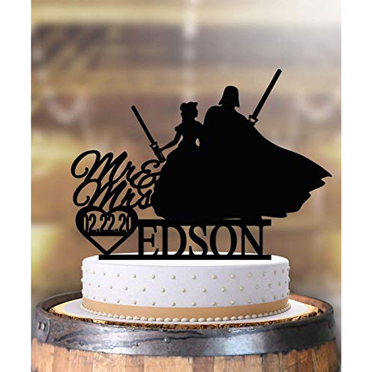 Belle and Vader Wedding Cake Topper Personalized