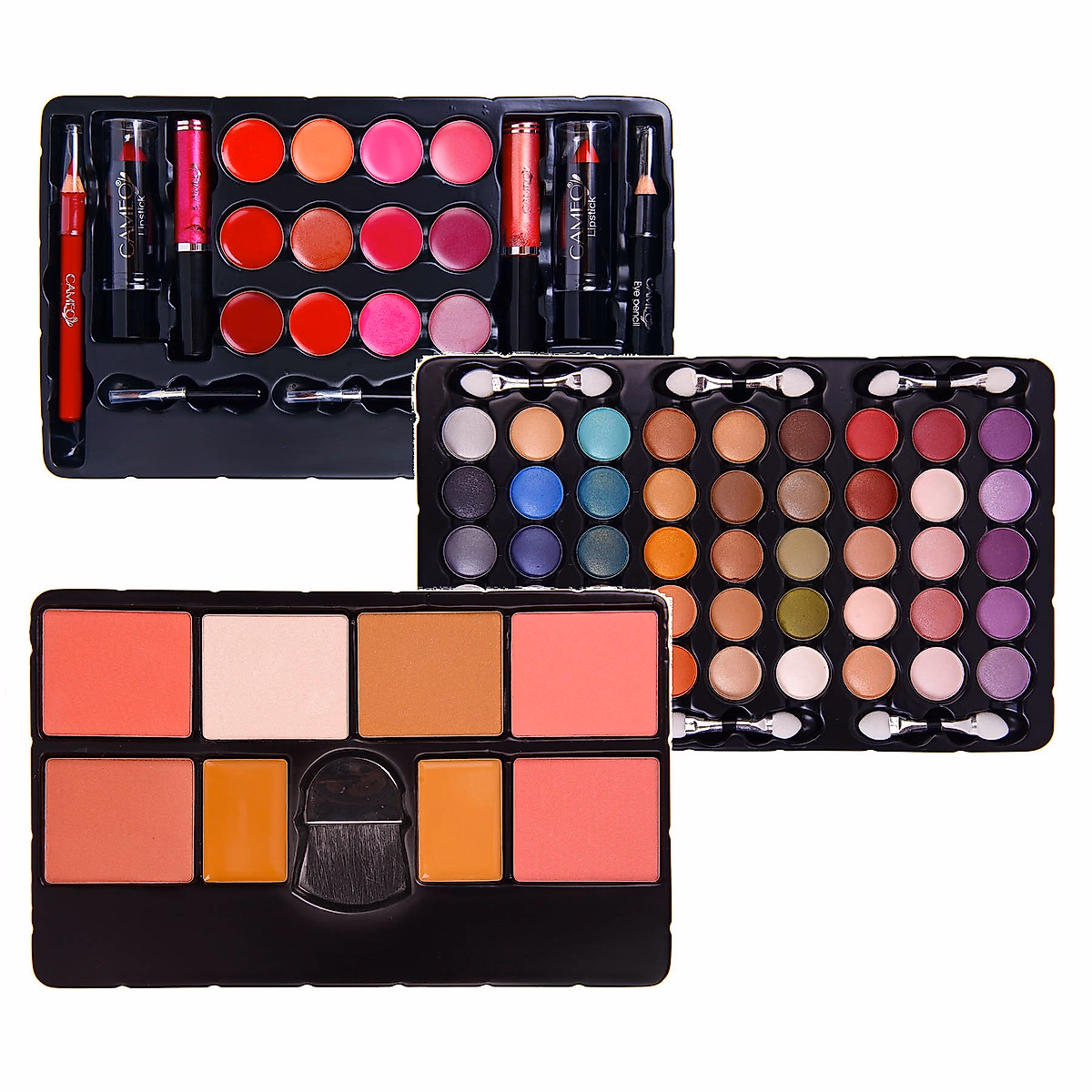 SHANY All In One Makeup Kit (Eyeshadow, Blushes, Face Powder, Lipstick, Eye liners, Makeup Pencils and Makeup Mirror - Makeup Set With Reusable Makeup Storage Box - Black