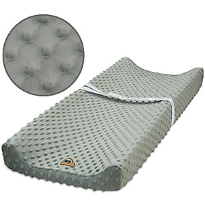 BlueSnail Ultra Soft Minky Dot Changing Pad Cover 2 Pack (Gray+Navy, 2 Pack)