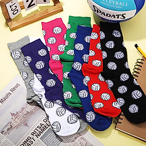 JaGely 8 Pairs Women's Novelty Volleyball Socks Funny Sports Socks for Men Youth Teen Volleyball Athletic Crew Socks Volleyball Gift for Volleyball Lovers Players Athletes Volleyball Coach