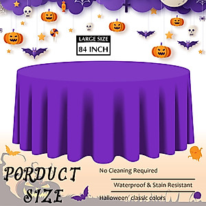 Amylove 12 Pcs 84 Inch Plastic Halloween Tablecloth Round Waterproof Disposable Orange Purple Table Cloth Tabletop Halloween Decorative Table Cover for Halloween Parties Decorations