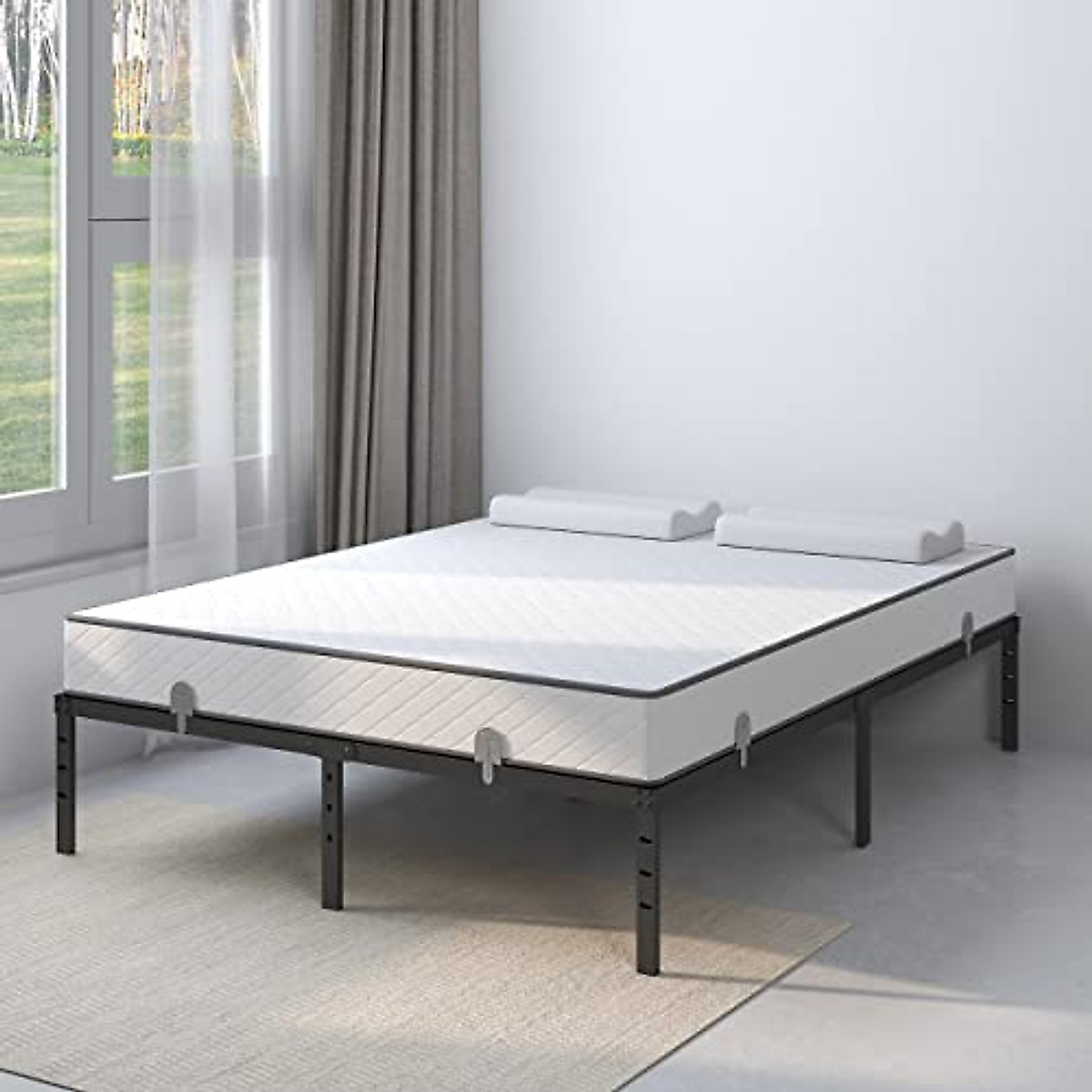 Upcanso Metal Mattress Non Slip Gaskets Gripper, Easy to Install Silver Bed Replacement Baffle Parts to Stop Mattress and Topper from Sliding and Slipping, Pack of 6