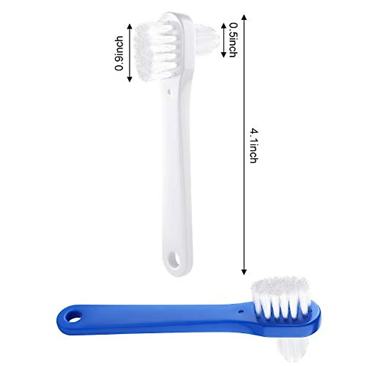 Denture Brush Dual Head Toothbrushes Hard Denture Cleaning Brush Denture Toothbrush Cleaning Brush False Teeth Brush Toothbrush for False Teeth Cleaning, 2 Colors (6 Pieces)