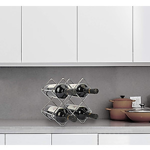 DreamiDeco Wine Rack Countertop Bottle Holder Freestanding Modern Shelf Cabinet Racks for Wine Bottles Wine Insert Storage Organizer for Pantry ,Wine Bar,Wine Decor (Silver)