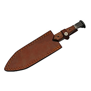 Szco Supplies 13" Railroad Spike Full Tang Spear-Point Hunting Knife with Leather Sheath, Brown, (HS-7900)