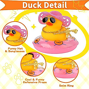 Zelobely Ducks for Cars - Rubber Duck Dashboard of Car, Car Duck Decoration Dashboard Yellow Rubber Duck Car Ornament with Mini Hat Necklace Sunglasses for Party Favors, Birthdays
