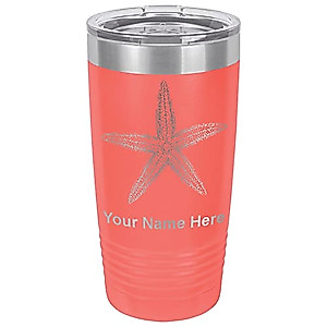 LaserGram 20oz Vacuum Insulated Tumbler Mug, Starfish, Personalized Engraving Included (Coral)