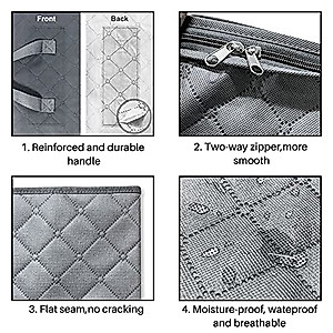 3 Pieces 90L Blanket Storage Clothing Storage Bag Foldable Non-Woven Bag Reinforced Transparent Window Moisture-Proof And Waterproof Reinforced Handle Double-Stitched Zipper Gray