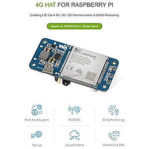 XYGStudy SIM7600G-H 4G HAT (B) for Raspberry Pi Zero/Zero W/PC, LTE Cat-4 4G / 3G / 2G Support GNSS Positioning Global Band Supports Wireless Communication Telephone Call SMS GPS Dial-up etc