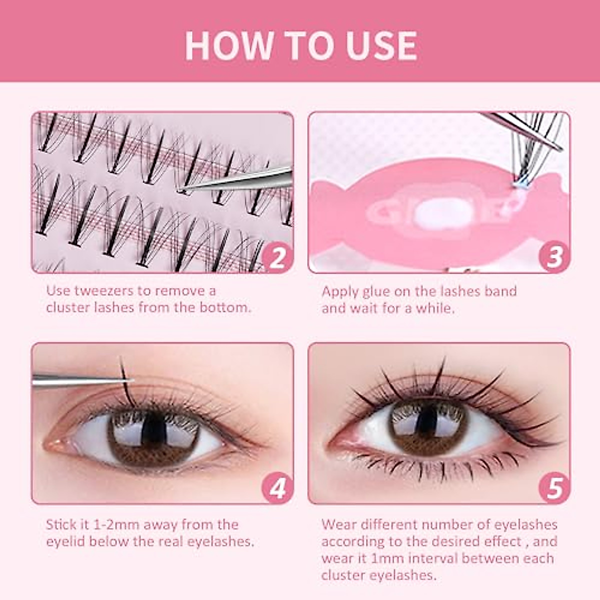 MLEN DIARY 296 Clusters Individual Lashes Wispy Manga Lashes Clusters Lashes Natural Look Cat Eye Lashes 5-12mm False Eyelashes Extension Faux Mink Fake Lash Anime Single Lashes Half Fluffy Eyelashes
