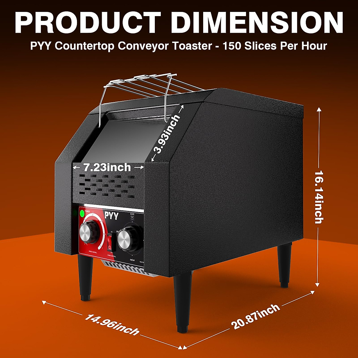 PYY Commercial Conveyor Toaster with Electric Stainless Conveyor, Heavy Duty Toaster for Restaurant Bun Bagel Bread (150 Slices/h Black)