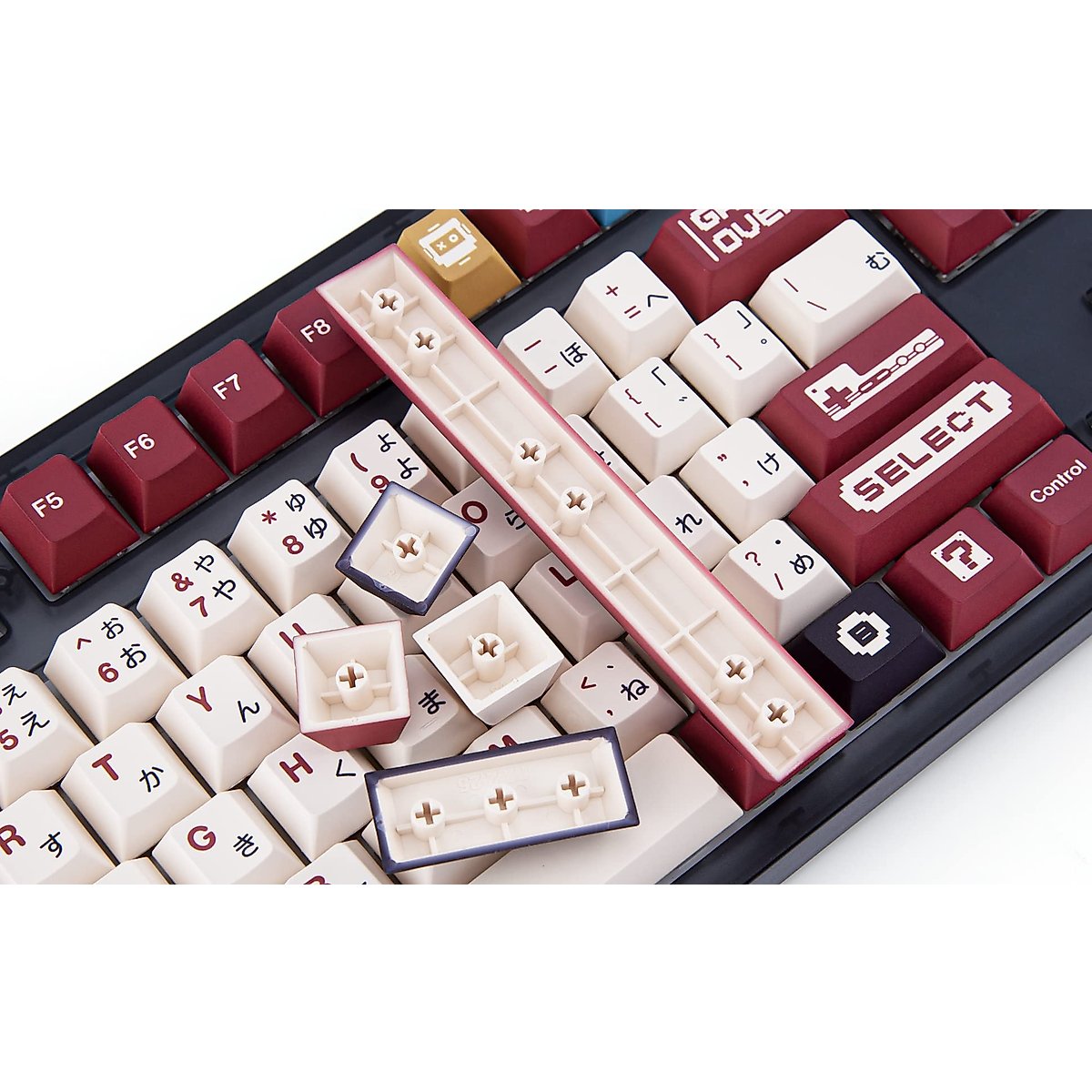 Cherry Profile PBT Keycaps 141 Keys Set Custom Dye Sublimation ANSI Layout for Cherry MX Switches Gateron Kailh Box Mechanical Keyboards Retro FC Gaming Theme