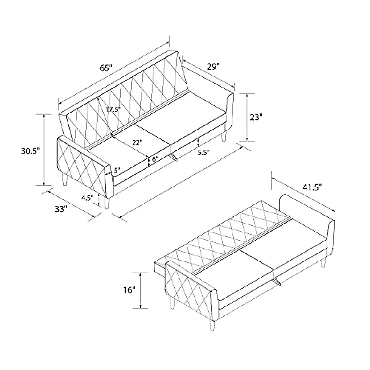 CosmoLiving by Cosmopolitan Liberty Futon with Storage, Light Gray