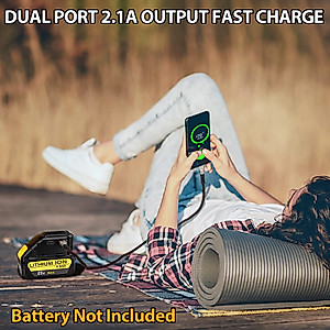 Battery Adapter for Dewalt 20v Battery USB Phone Charger, Led Work Light with Dual USB Charger and 12v DC Port,Power Source Supply for 14.4-20v Max Lithium-Ion Battery