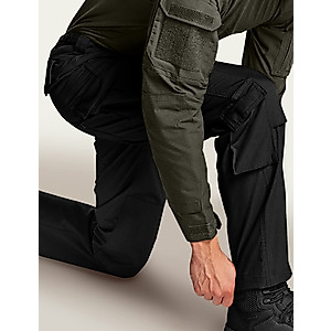 CQR Men's Tactical Pants, Military Combat BDU/ACU Cargo Pants, Water Resistant Ripstop Work Pants, Hiking Outdoor Apparel, Combat Inspired Assault Pants Black, Large
