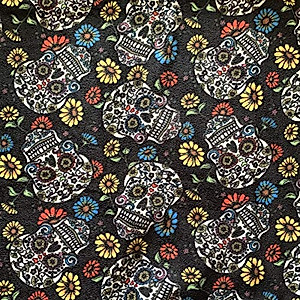 Day of The Dead Sugar Skulls Anti-Pill Premium No-Sew Throw Fleece Fabric Kit (50x60)