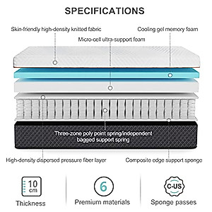 Molblly Full Mattress, Hybrid 12 inch Full Size Mattresse in a Box with Gel Memory Foam & Individually Pocket Coils, Motion Isolation Bed Mattress Full Size 54"*75"*12"