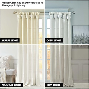 Madison Park Emilia Faux Silk Single Curtain with Privacy Lining, DIY Twist Tab Top, Window Drape for Living Room, Bedroom and Dorm, 95"L x 50"W, White