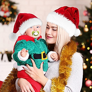 Christmas Hat Red Velvet Santa Hat Double-layer thickening Warm Comfort Unisex Holiday Xmas Hats for New Year Festive Party (Red Adults Santa Hat 1 PCS, Adults)