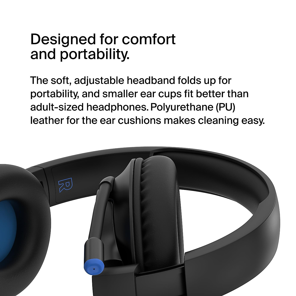 Belkin SoundForm Inspire Wireless Over-Ear Headset for Kids, Online Learning & Travel w/Built-in Microphone, 85dB Safe Volume Limit, 35H Battery - Compatible w/iPhone, iPad, Galaxy & More - Black