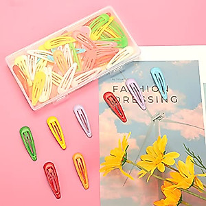 60Pcs Snap Hair Clips for Girls, Gingbiss 2 inch Silicone Coating Colorful Metal Hair Barrettes with Storage Case for Women Girls Kids, No Slip Hair Accessories for Hair, 10 Assorted Colors
