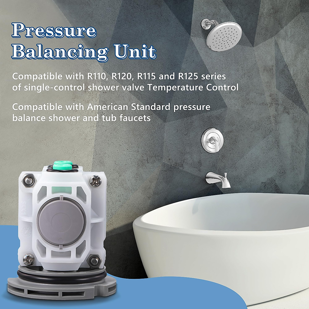 Dreyoo 1 Pack Pressure Balancing Unit Compatible with American Standard M952100-0070a, R110, R120, R115, R125 for Single Control Bath Tub and Shower Faucets Valves