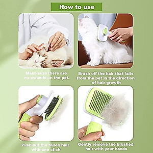 Garstor Dog Brush, Cat Brush, Dog Brush for Shedding, Self Cleaning Pet Brush for Grooming Long Short Haired Dog Cats, Cat Brushes for Indoor Cats, for Dog Cat Rabbit Remove Loose Fur and Undercoat