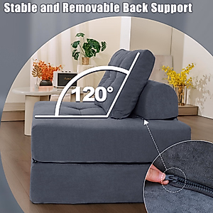 Futon Sofa Bed,Sleeper Chair - Convertible Sectional Sleeper Sofa with Pillow, Floor Bed Mattress for Guest Bed,Removable Zippered Back Support, Perfect for Living Room and Bedroom (SlateGray)