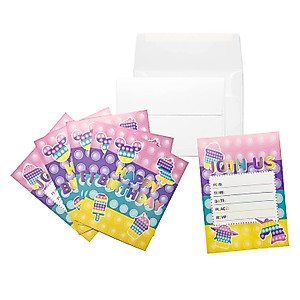 AICHENGZI 20PCS Pop Birthday Party Invations Fidget Push Bubble Sensory Poppers Party Invations (envelope is included)