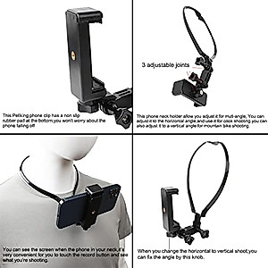 PellKing POV/Vlog Smartphone Selfie Neck Holder Mount for GoPro and Phone,Compatible with iPhone Samsung Smartphones,Hero 9, 8, 7, 6, 5, 4, 3, 2, 1