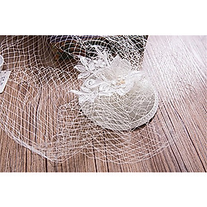 Aimeely Vintage Women Lady Pearl Pillbox Hat Wedding Party Flower Veil Hair Accessory