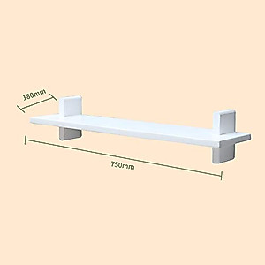 PIBM Stylish Simplicity Shelf Wall Mounted Floating Rack Shelves Background Wall Solid Wood Storage Living Room Length 55Cm / 75Cm,2 Colors Avaliable, White , 75X18cm
