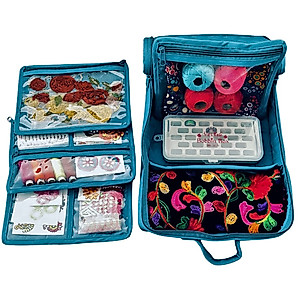 Yazzii Craft Box with Fabric Top - Portable Storage Bag Organizer - Arts & Crafts Storage Tote - Multipurpose and Portable Organizer for Crafts