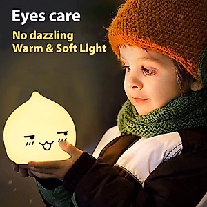 Night Light for Kids, Sweet Kawaii Lamp Dumpling Light, Cute Face Waterdrop Nightlight Great Gift Idea for Battery Powered Night Lights Silicone Portable Nursery for Baby Toddler Teen Bedrooms