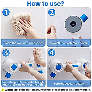 LEVERLOC Shower Safety Grab Bar Super Strong Adhesive Handle Rail for Elderly Seniors Handicap Bathroom Bathtub Toilet Shower Balance Assist Grip Strong Suction Hold Up to 350 LBS Drill-Free