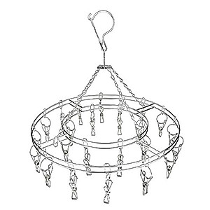 Yaoyodd19 Round Stainless Steel Socks Rack Underwear Drying Hanger Peg with 20Pcs Clips