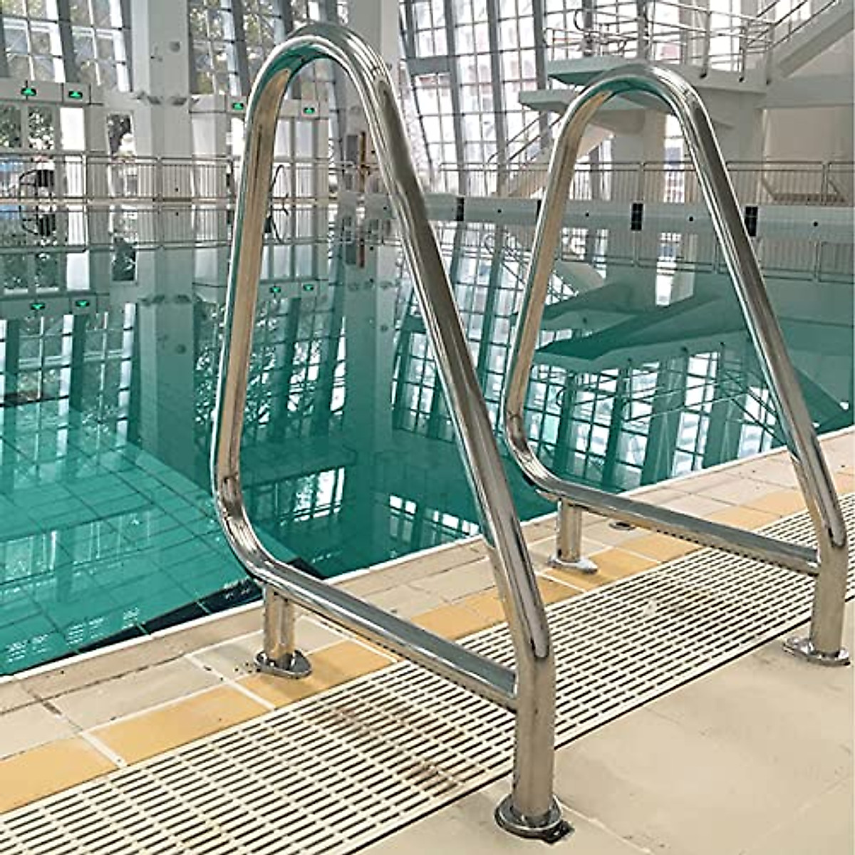BTZHY Swimming Pool Handrails Easy-to-Install Hand Rail 304 Stainless Steel Reinforced Base Stair Railing for Garden Backyard Pools