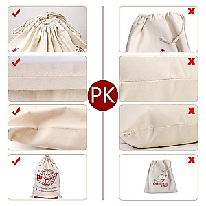 OurWarm 2pcs Santa Sacks Canvas Bags with Drawstring Large Christmas Bags Santa Bags for gifts Kids Presents Storage 19 x 27 Inch