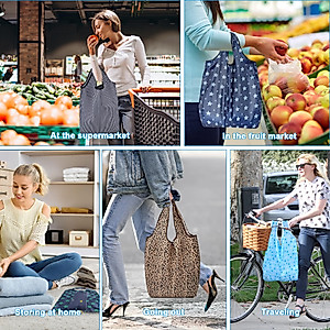 DXMWWTP Foldable Reusable Shopping Bags,Tote Bags, 6 Pack Grocery Bags with Hook, Eco-friendly Travel Recycle Shopping Bags in Pocket, Waterproof and Machine Washable for Daily Shopping Supplies load