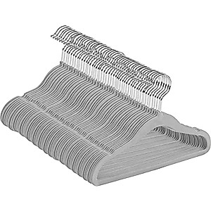 Utopia Home Kids Hangers Velvet (Pack of 50) - 11.6 Inch Durable Baby Hangers for Closet - Perfect Toddler Hangers for Everyday Use (Grey)