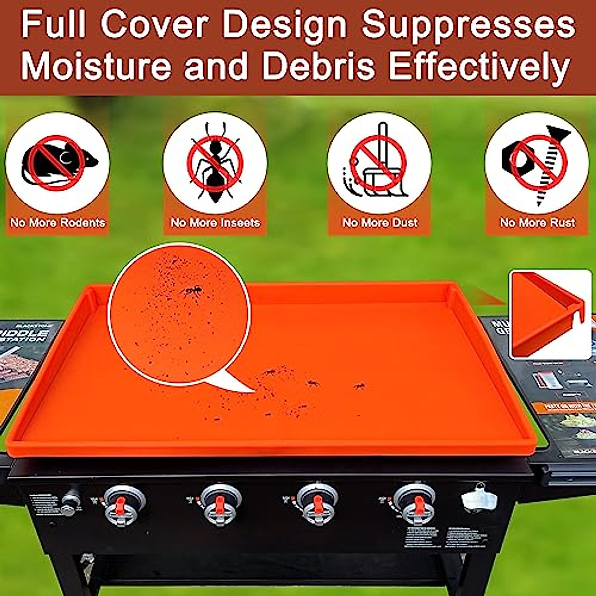 Silicone Griddle Mat with Grease Cup Liners for Blackstone 36 inch, Griddle Cover Mat, Food Grade Silicone Grill Mat, Upgraded Full Wrap-Around Protection, All Season Cooking Protective Cover Mats