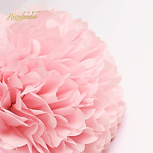 NICROLANDEE 15PCS Dusty Rose Blush Pink Tissue Pom Poms Flowers for Wedding, Bridal Shower, Sweet Birthday, Baby Shower, Engagement, Bachelorettes, Valentine Pink Party Decorations Paper Garland