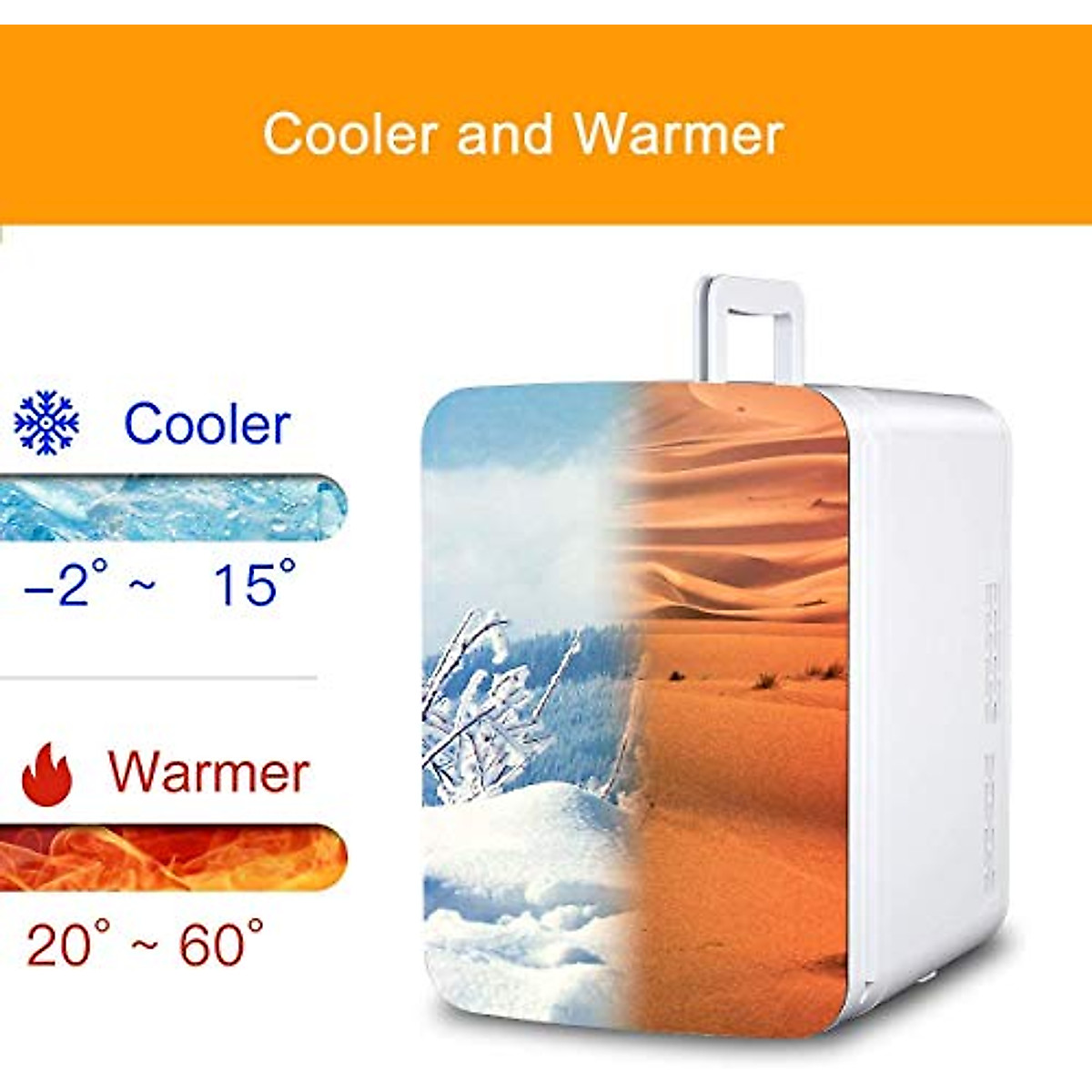 WERSEON Makeup Cosmetics Mirrored Door Mini Fridge Thermoelectric Cooler and Warmer AC/DC Powered System – Compact and Portable for Travel, Car, Skincare or Medical Use (White)